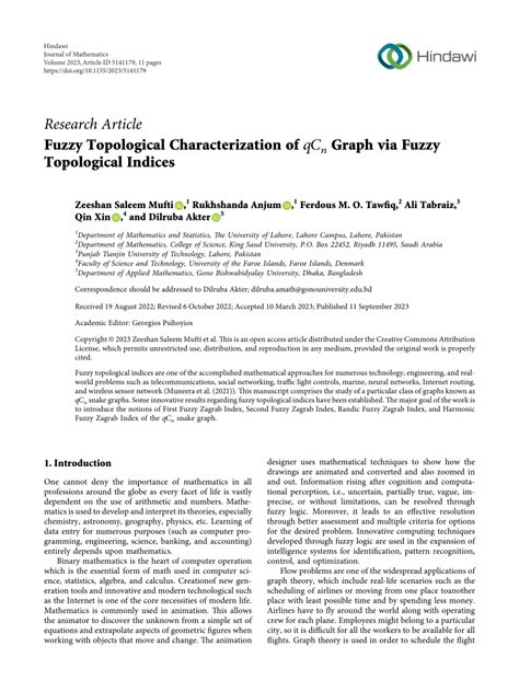 Pdf Fuzzy Topological Characterization Of Q C N Graph Via Fuzzy