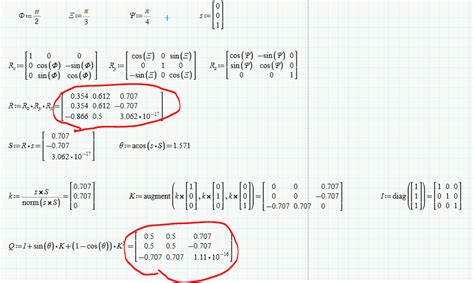 Matrices Reconstructed Rotation Matrix Is Not The Same As The Original One Mathematics Stack