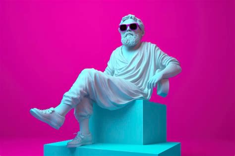 Premium Ai Image A White Statue Of Plato In A Cool Pose Wearing