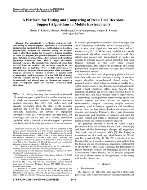 Pdf A Platform For Testing And Comparing Of Real Time Decision Support Algorithms In Mobile