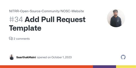 Add Pull Request Template Issue Nitrr Open Source Community Nosc Website Github