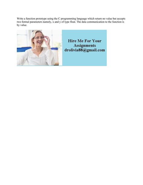 Write A Function Prototype Using The C Programming Language Which Retu