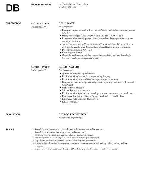 Test Integration Resume Samples Velvet Jobs