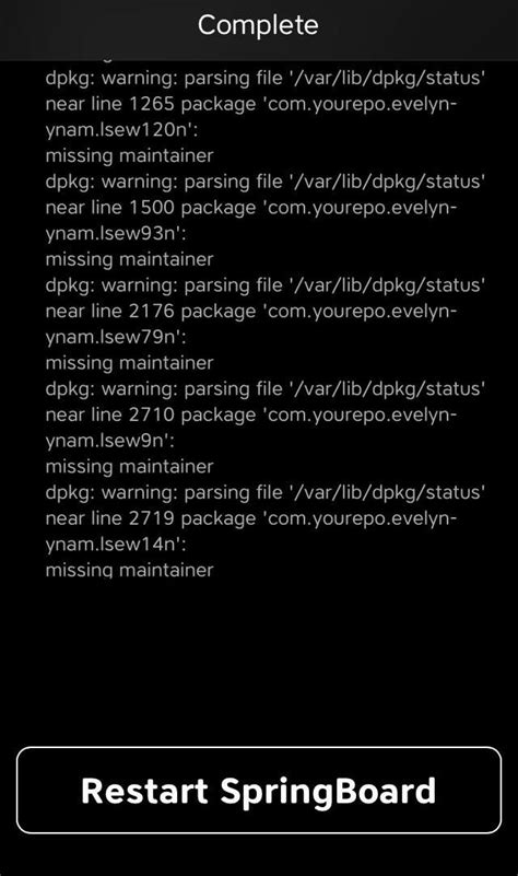 how to fix the missing maintainer error in cydia