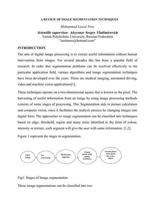 Pdf A Review Of Image Segmentation Techniques