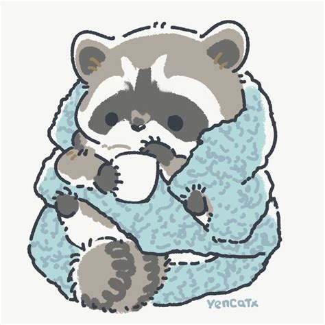 Cute Raccoon Drawing