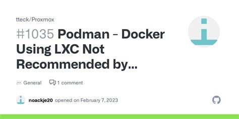 Podman Docker Using Lxc Not Recommended By Proxmox Staff · Tteck