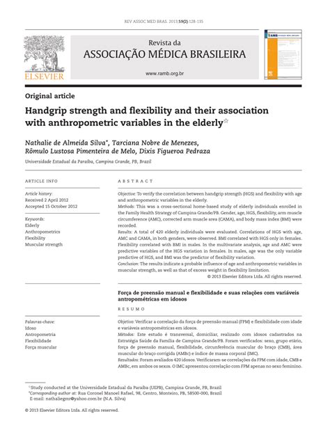 Pdf The Association Between Cognition And Handgrip Strength Among The Elderly An Integrative
