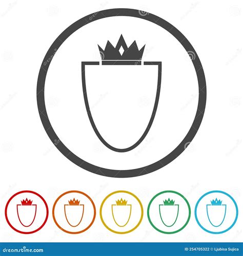 Shield And Crown Logo Template Set Icons In Color Circle Buttons Stock