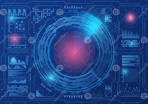 Hud式scifi全息控制面板仪表 抽象虚拟图形 矢量插图 雷达屏幕的未来用户 向量例证 插画 包括有 图标 电子 158051814
