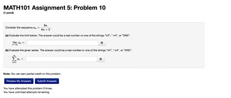 solved math101 assignment 5 problem 10 1 point consider