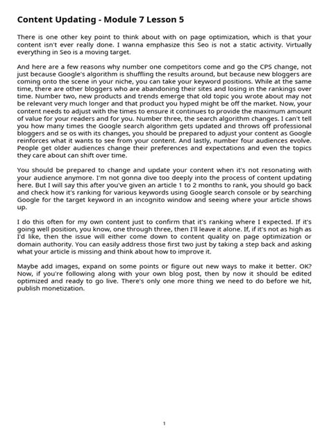module 7 lesson 5 content updating pdf search engine optimization