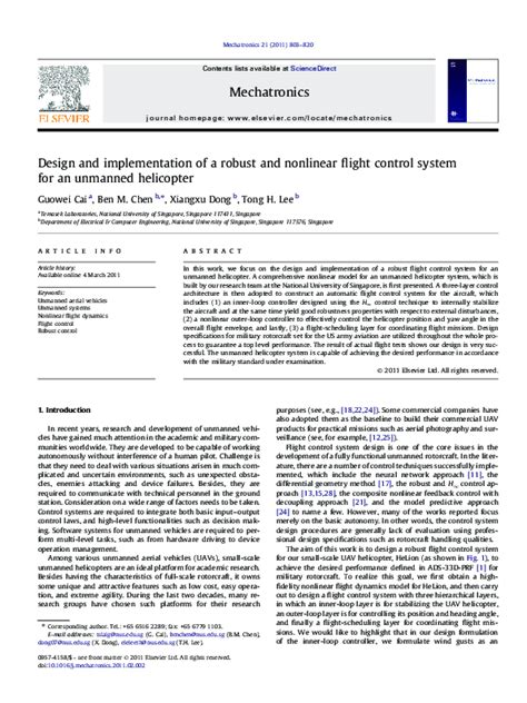 Pdf Design And Implementation Of A Robust And Nonlinear Flight Control System For An Unmanned