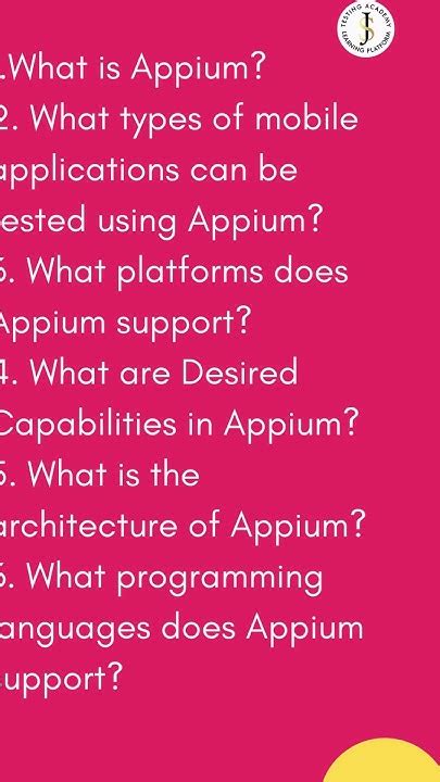 Basic Appium Interview Questions Js Testing Academy Youtube