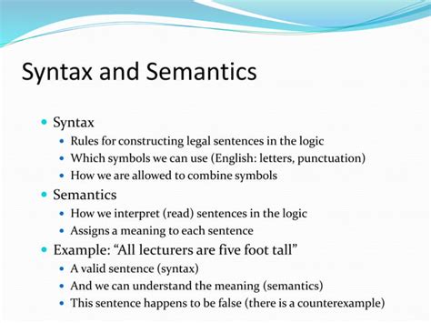 Representation Of Syntax Semantics And Predicate Logics Pptx Programming Languages Computing