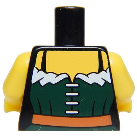 LEGO Part 973pb0528c01 Torso Pirate Female Dark Green Corset With Belt Printed Back Pattern