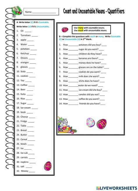 Quantifiers With Countable And Uncountable Nouns Worksheet Motorsnaa
