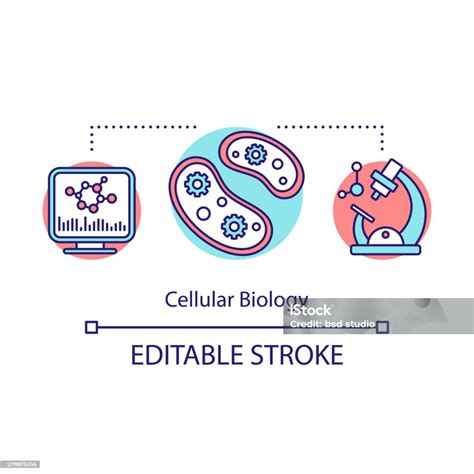 세포 생물학 개념 아이콘입니다 세포학 프로토조아의 연구 세포에서 돌연변이 Gmo 생물 과학 생명 공학 아이디어 얇은 라인 그림