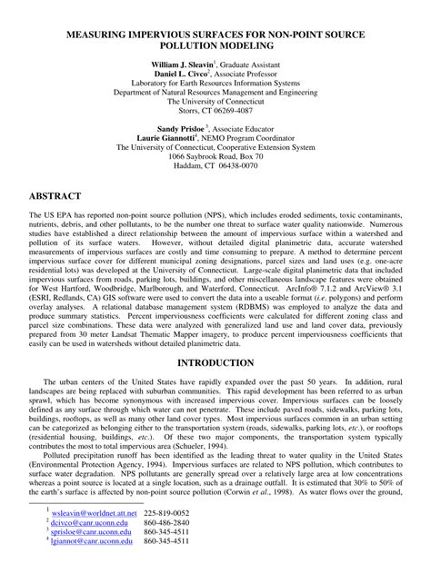 Measuring Impervious Surfaces For Non Point Source Pollution Modeling