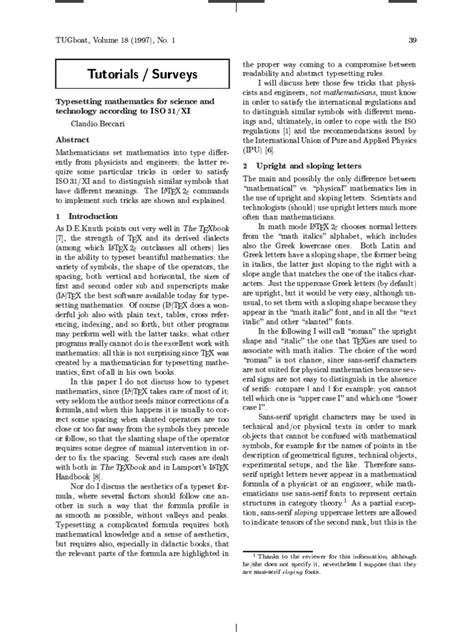Math Typesetting Rules Pdf Measurement Te X