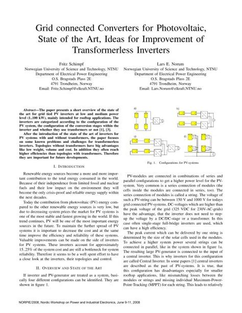 Grid Connected Converters For Photovoltaic State Of The Aaltodoc