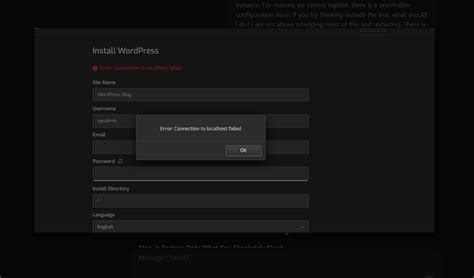 Install Wordpress Error Connection To Localhost Failed Install And Set