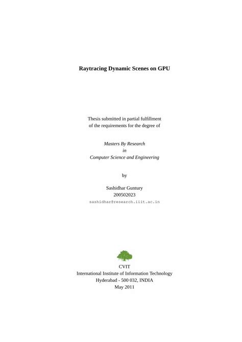 Pdf Raytracing Dynamic Scenes On Gpu Iiit Hyderabad · Raytracing Dynamic Scenes On Gpu