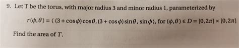 Solved Let T Be The Torus With Major Radius 3 And Minor