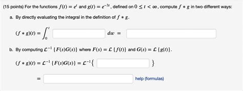 Solved Points For The Functions F T Et And G T E T Chegg Com