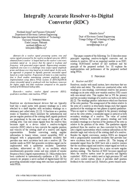 Integrally Accurate Resolver To Digital Converter Rdc Pdf Phase Waves Electronic Oscillator