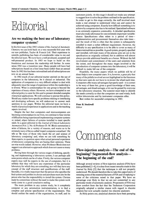 Pdf Comment Flow Injection Analysis The End Of The Beginning