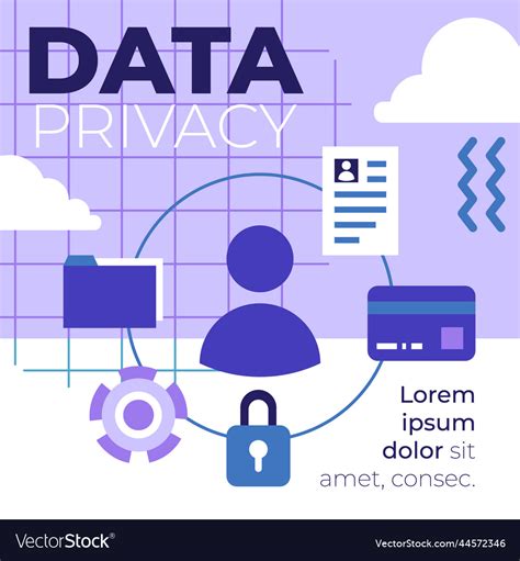 Flat Design Data Privacy Posts Royalty Free Vector Image