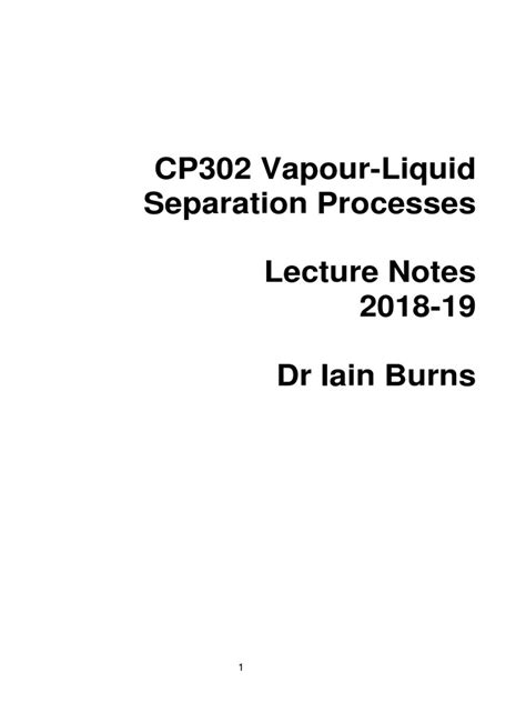cp302 vapour liquid separation processes lecture notes pdf