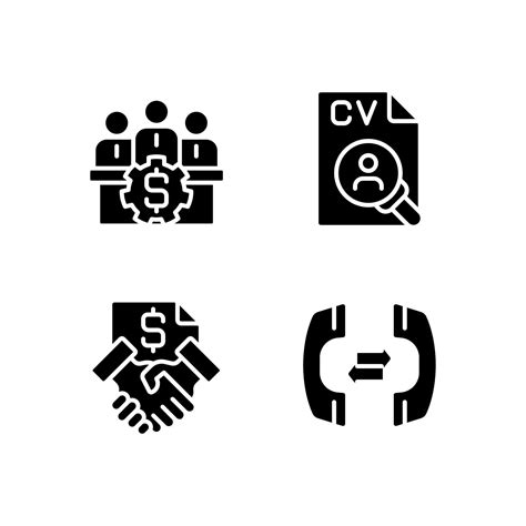 Business Operations Black Glyph Icons Set On White Space Board Of