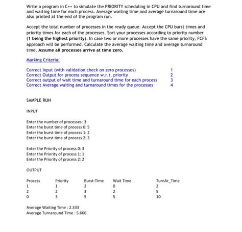 Solved Write A Program In C To Simulate The Priority