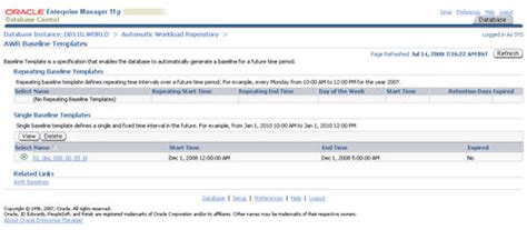 Oracle Base Awr Baseline Enhancements In Oracle Database 11g Release 1