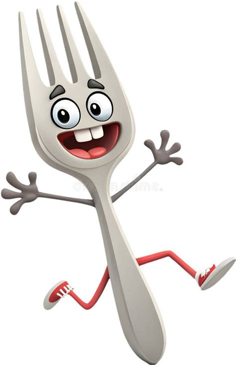 A Playful Fork Cartoon Character With Lively Expressions And Charming
