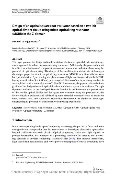 Design Of An Optical Square Root Evaluator Based On A Two Bit Optical Divider Circuit Using