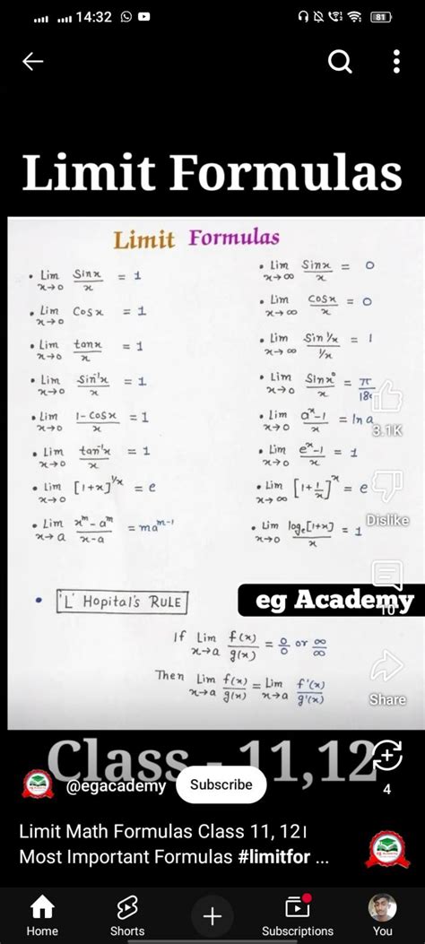 1432 ו ๑ゆ な 81 Limit Formulas Limit Formulas Begin Array L