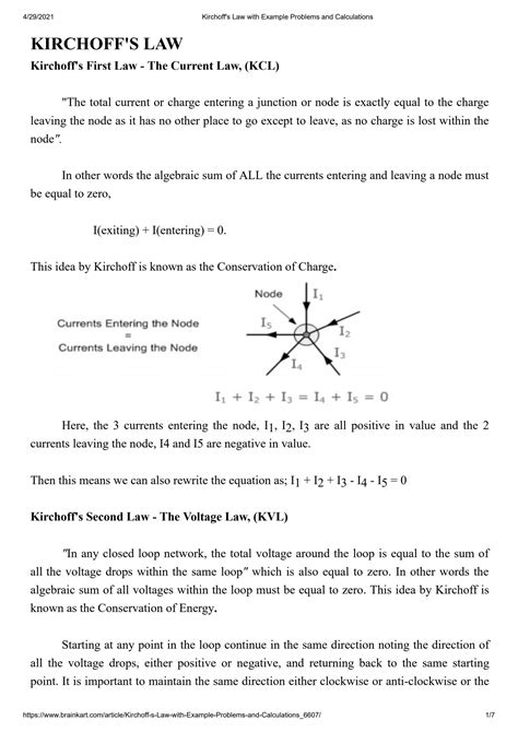 SOLUTION Kirchoff S Law With Example Problems And Calculations Practice Studypool