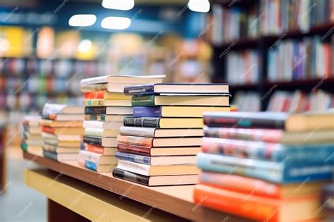 Premium Ai Image Stack Of Books Stacked In The Library