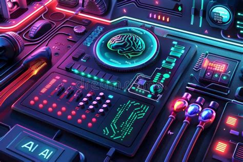 Ai Processor With Neon Lights On A High Tech Circuit Board Showcasing