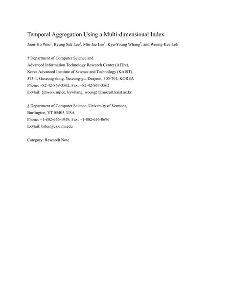Pdf Temporal Aggregation Using A Multidimensional Index