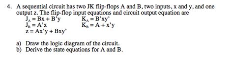 solved a sequential circuit has two jk flip flops a and b
