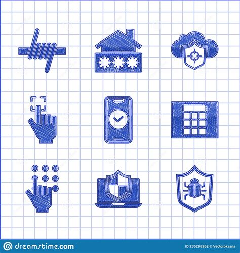 Set Smartphone Laptop Protected With Shield System Bug Password Protection Fingerprint