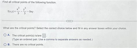 solved find all critical points of the following