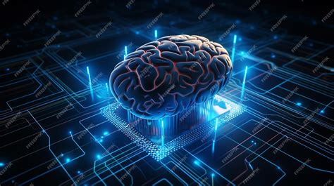 premium photo brain circuit board with binary code