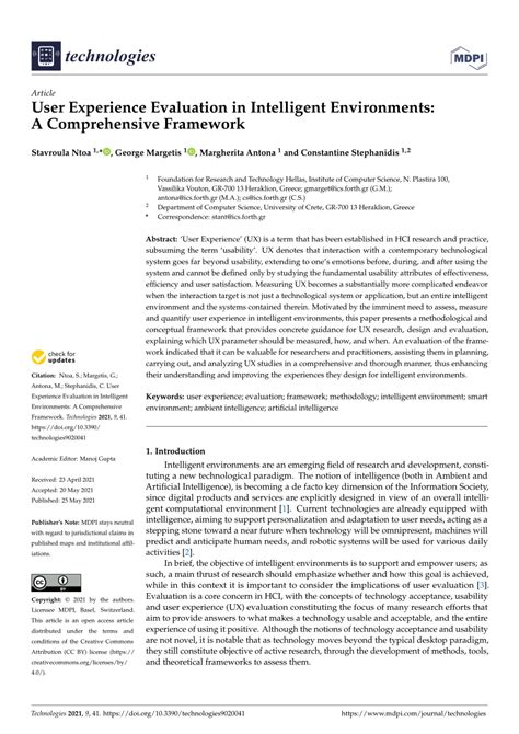Pdf User Experience Evaluation In Intelligent Environments A Comprehensive Framework
