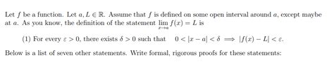 Solved Let F Be A Function Let A LR Assume That F Is Chegg Com