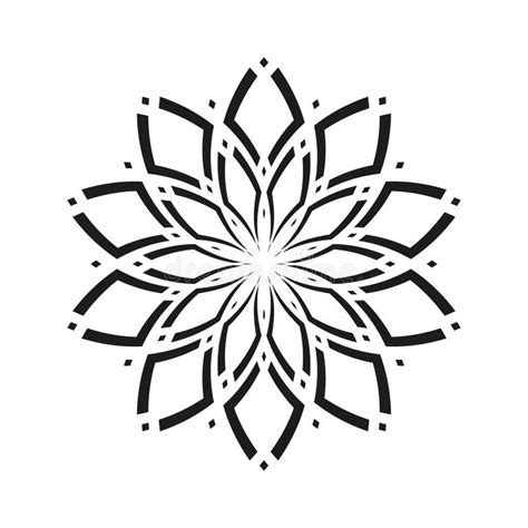 Abstract Flower Icon Radial Floral Pattern Decorative Design Element Stock Vector